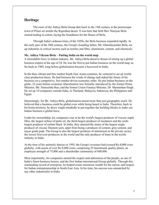 A DESK RESEARCH ON COMPANY “THE ADITYA BIRLA GROUP” | PDF