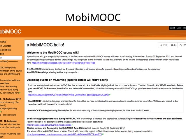 MOOC Design: Community MOOCs – Back to Basics, Back to the Future | PPT