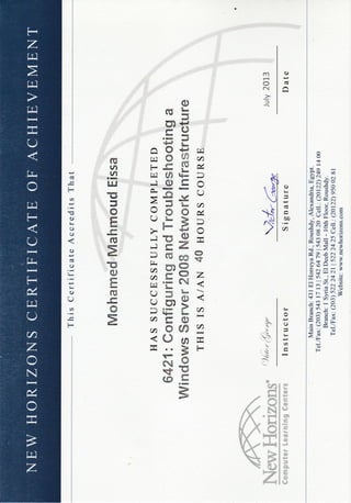 CONFIGURING AND TROUBLESHOOTING A WINDOWS SERVER 2008 NETWORK ...