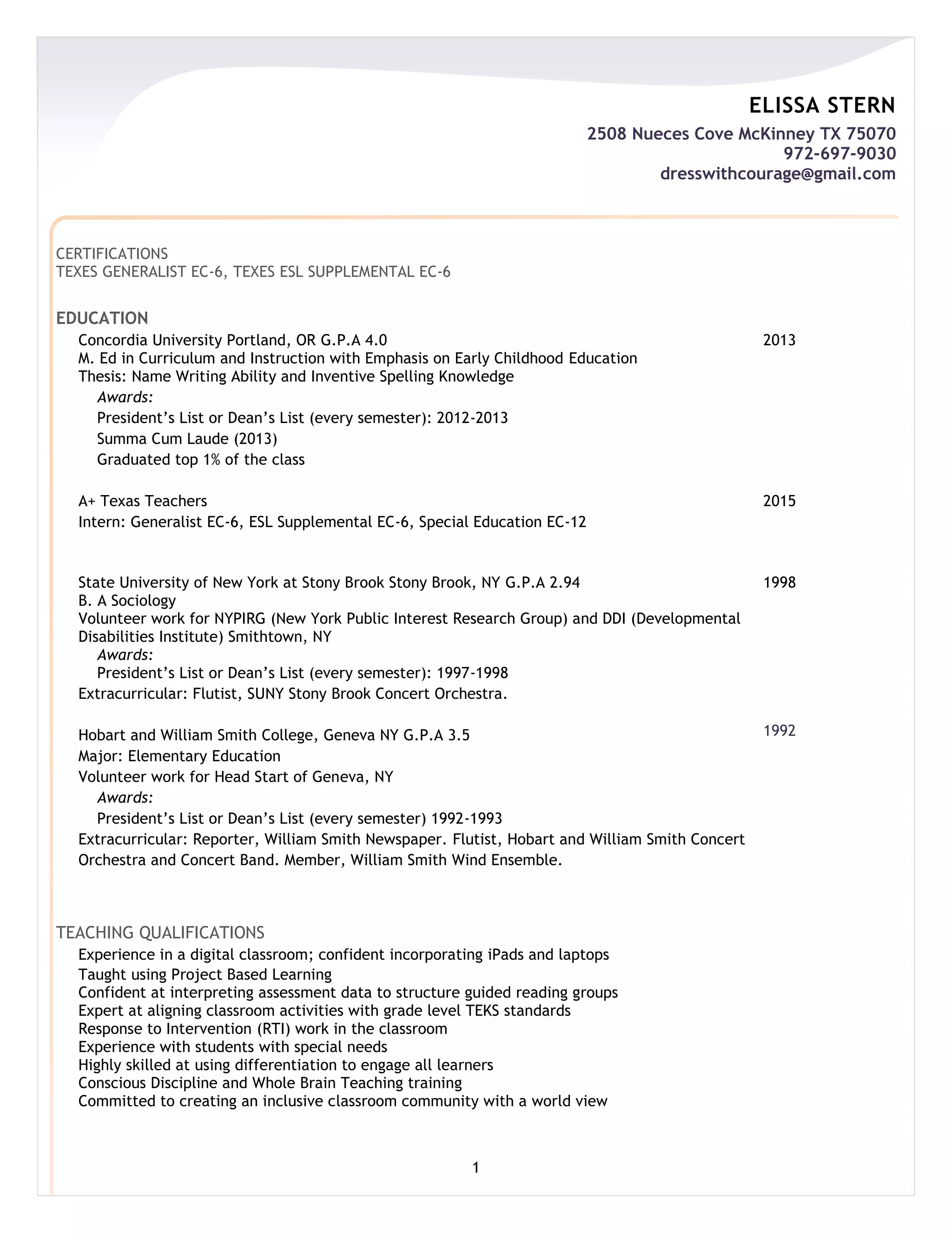 Elissa Lynne Stern Resume | PDF