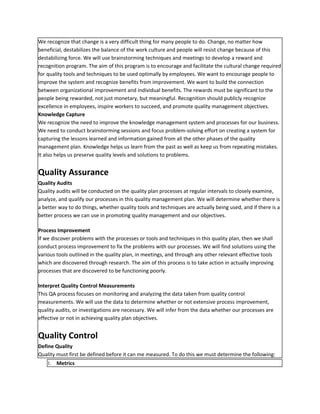 Quality Management Plan Final Report | RTF
