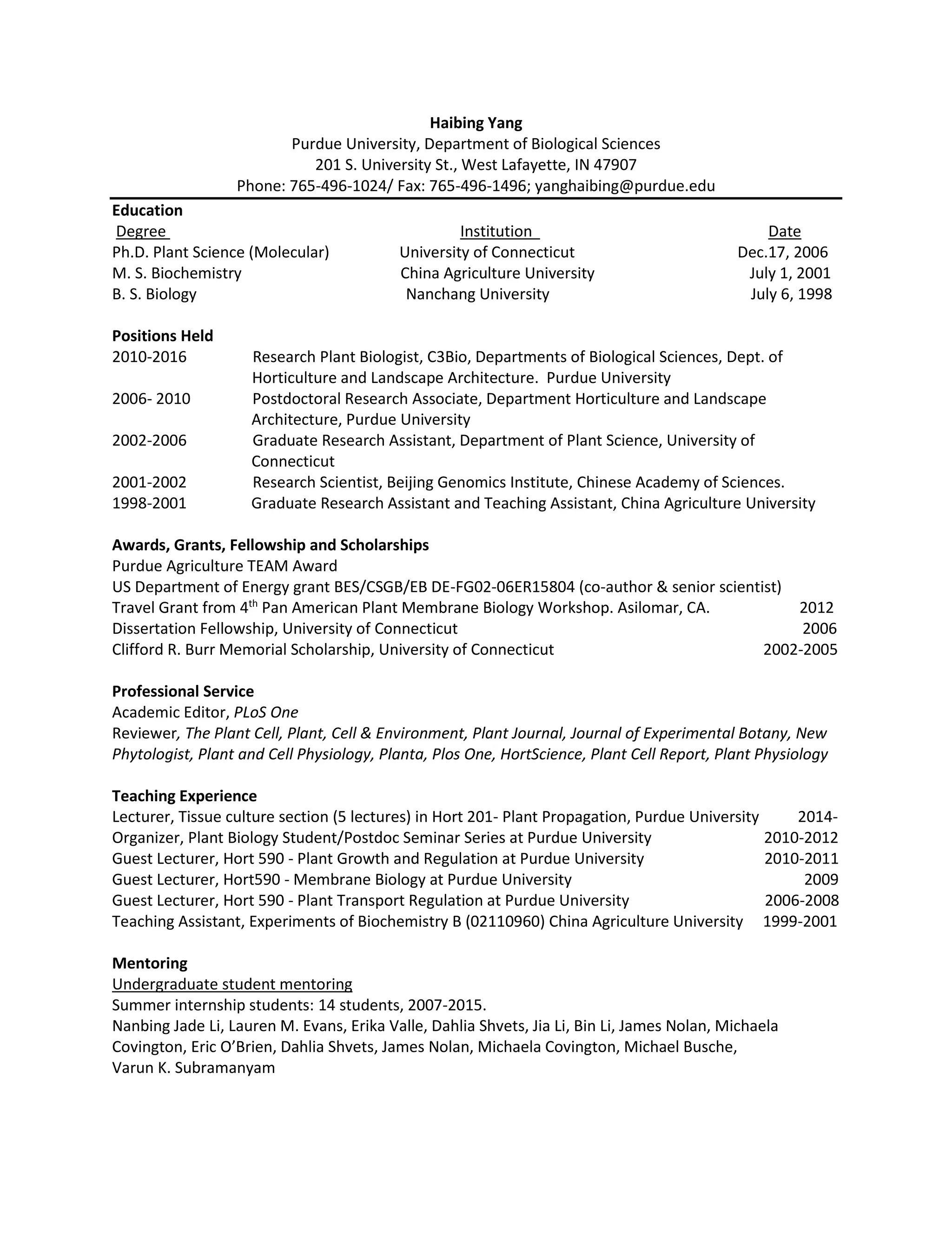 Haibing Yang_CV | PDF