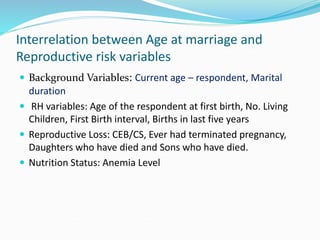 Influence of Early Marriage on Reproductive Health risk among ...