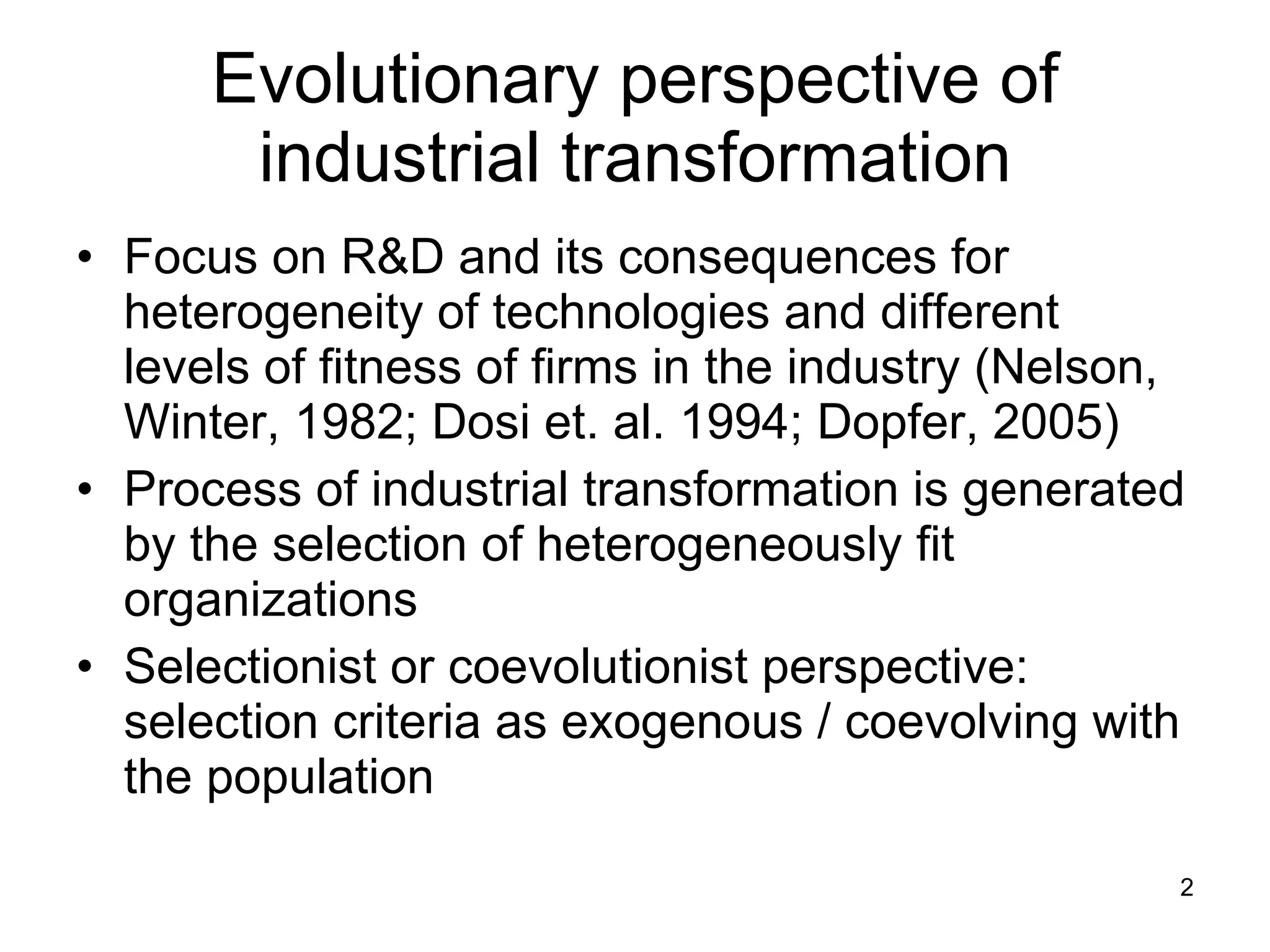 Niche construction for the evolution of industries | PPT
