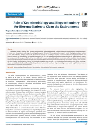 Role of Geomicrobiology and Biogeochemistry for Bioremediation to Clean the Environment_ Crimson ...
