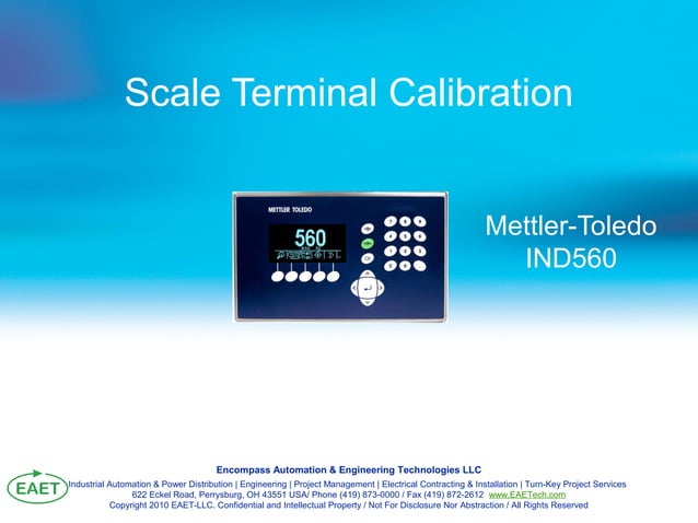 EAET Mettler-Toledo IND560 Calibration | PPT