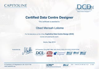 Accra DCD Certificate 24SEP14 Obed Mensah Lolome | PPT