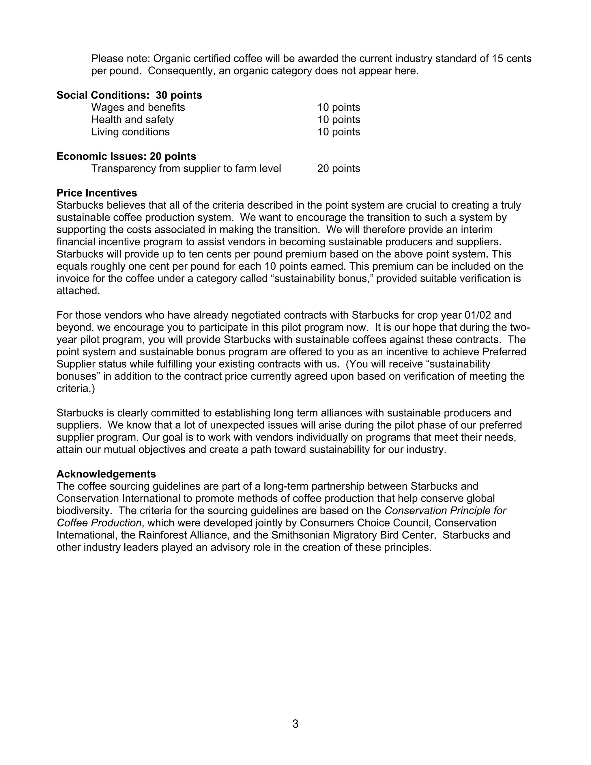 Starbucks Green Coffee Purchasing Guidelines | PDF