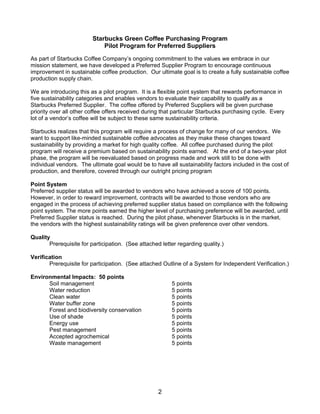 Starbucks Green Coffee Purchasing Guidelines | PDF