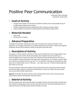 Positive Peer Communication | DOCX | Education
