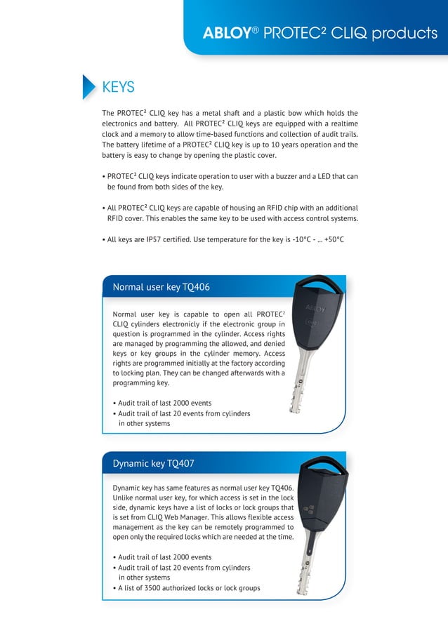 Abloy PROTEC2 CLIQ Technical Brochure | PDF