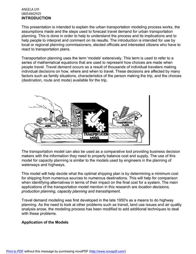 TRANSPORTATION MODEL2 | PDF