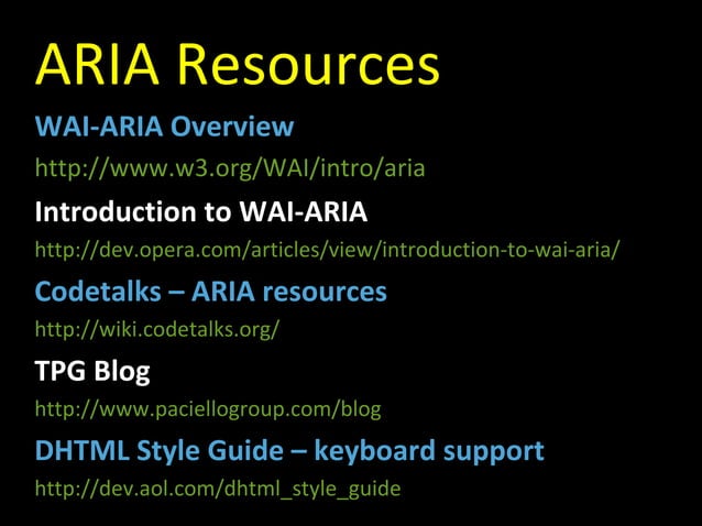 WAI-ARIA Singing its Praises | PPT