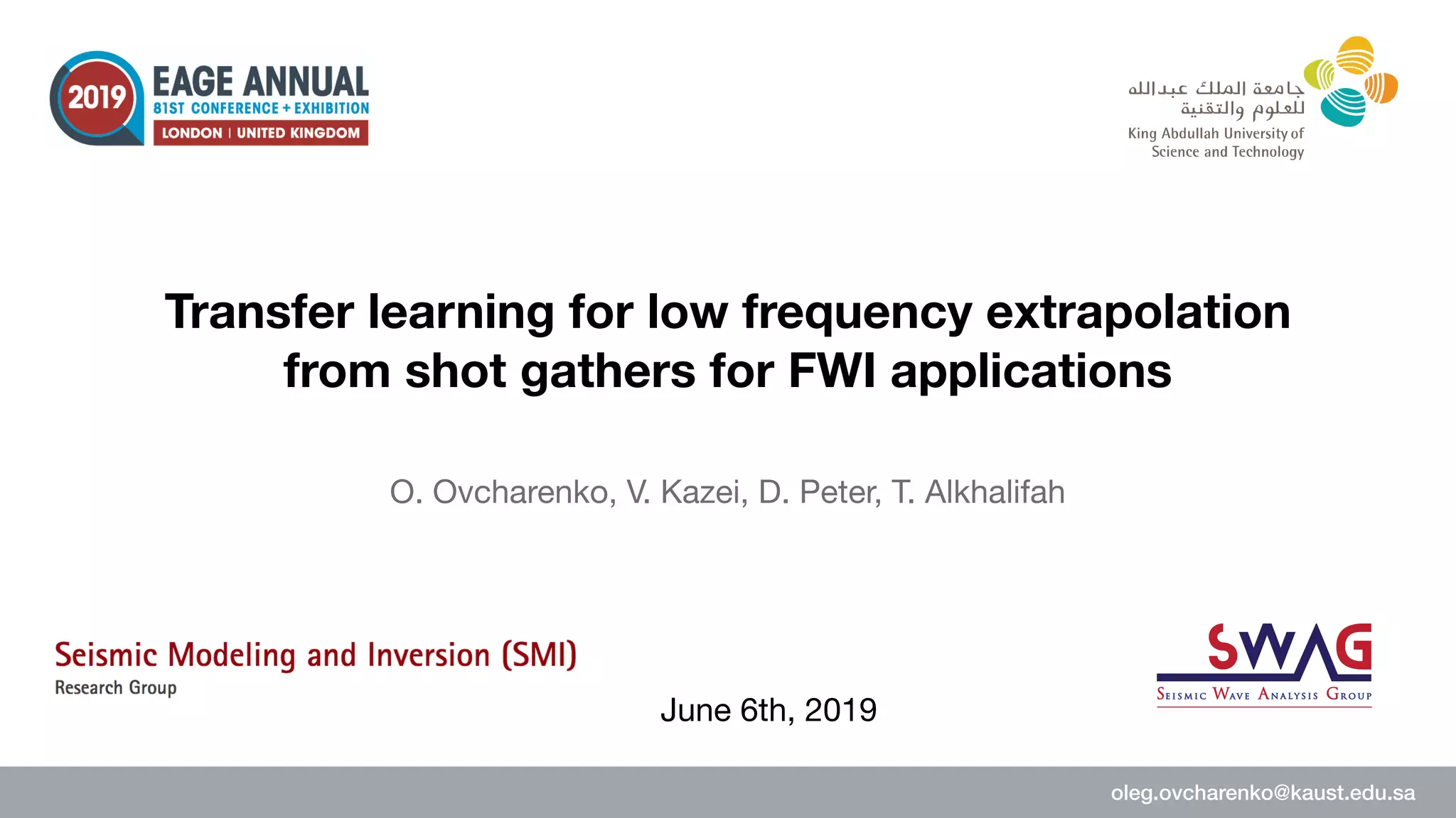 Transfer learning for low frequency extrapolation from shot gathers for FWI applications | PPT
