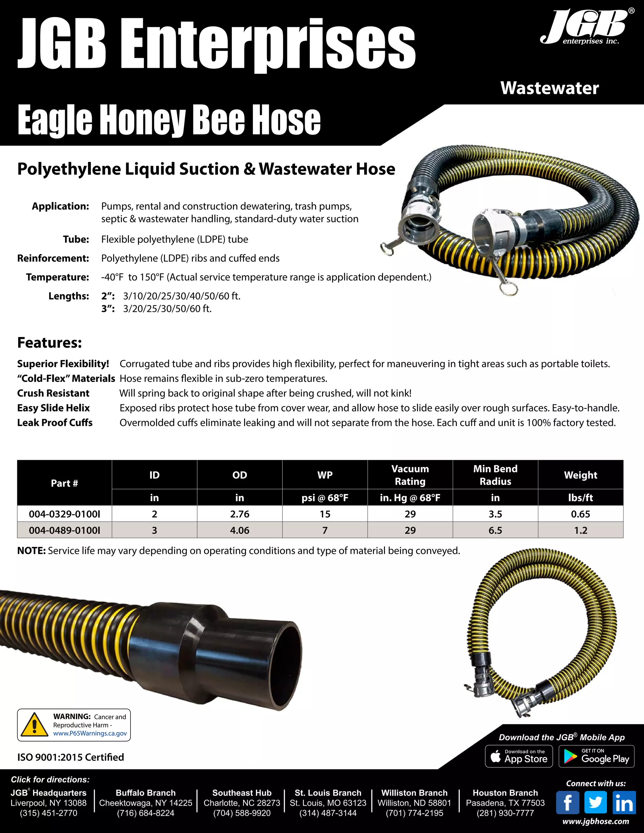 Eagle Honey Bee Liquid Suction & Wastewater Hose | PDF