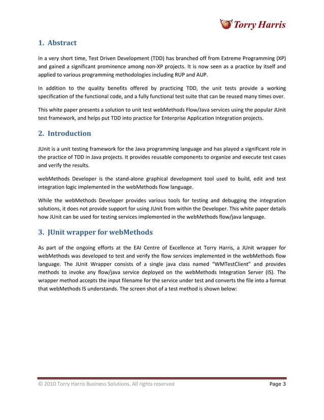 EAI Test Driven Development WebMethods | Torry Harris Whitepaper | PDF