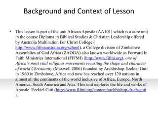A 3 hour teaching session: A study in the life of an African Prophet | PPT