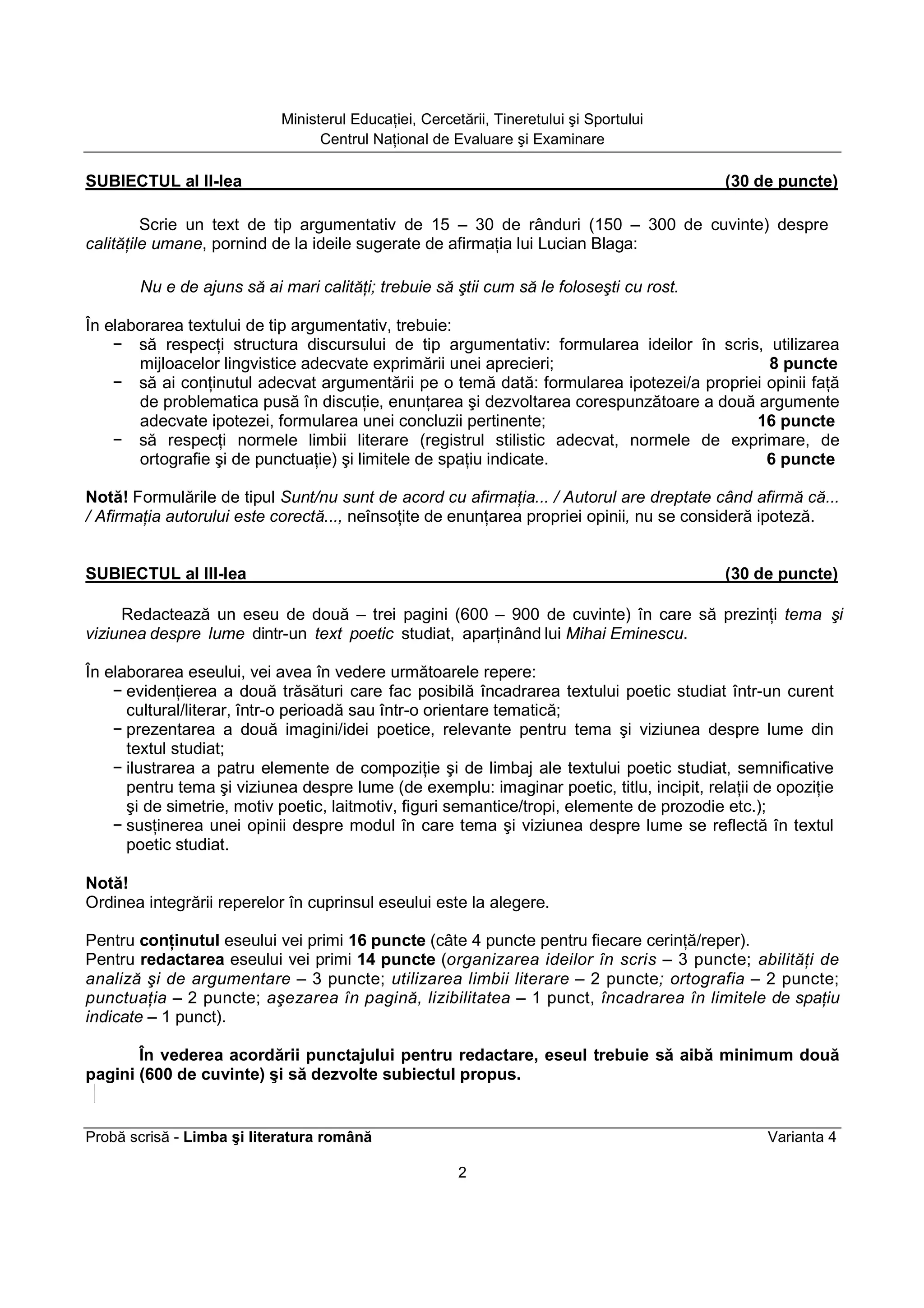 E a _limba_si_literatura_romana_var_04 | PDF