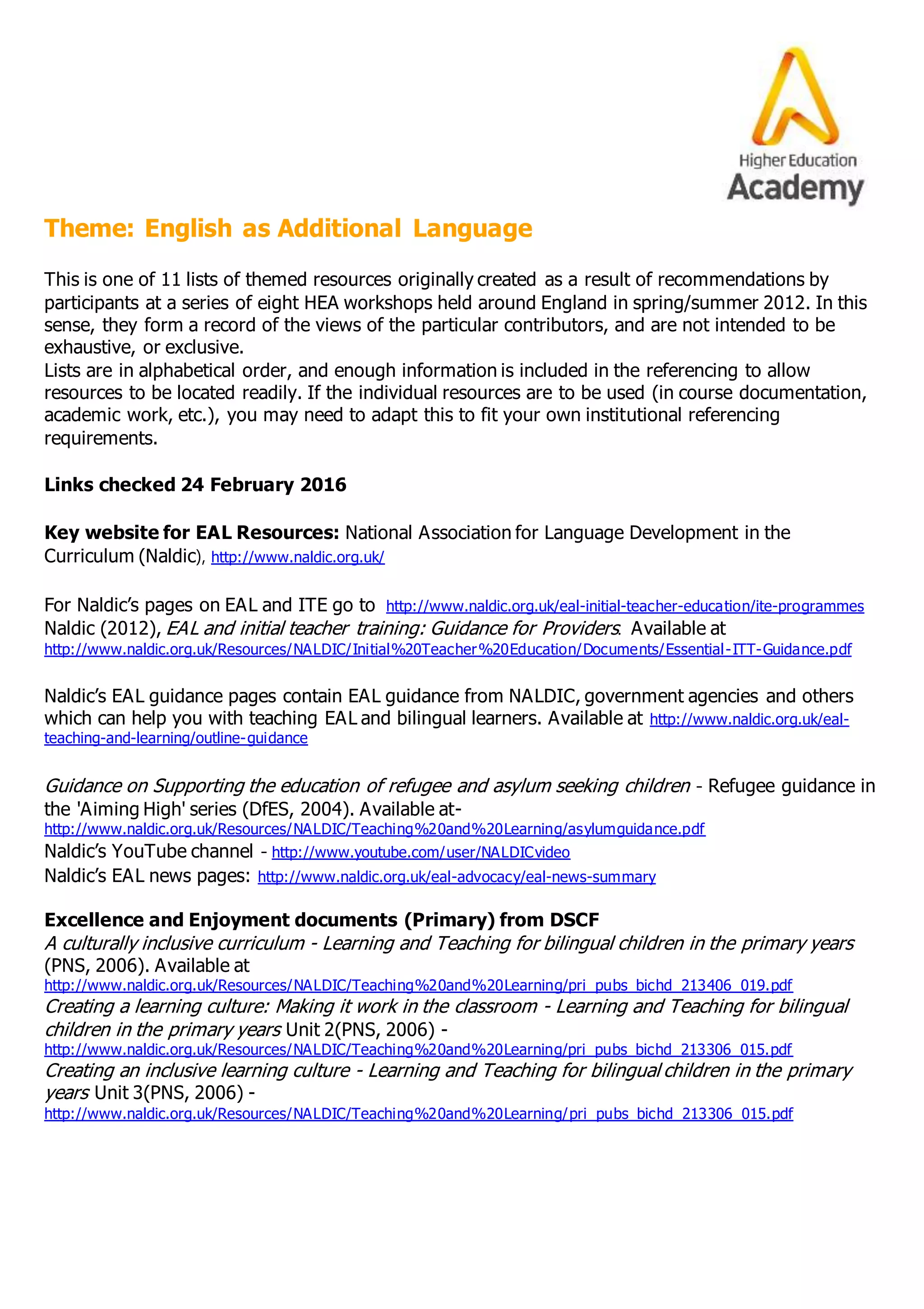 English as an Additional Language | PDF