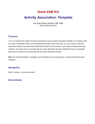 Eam Activity Association Template | DOCX