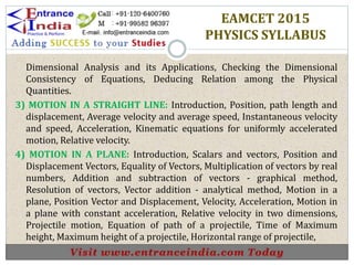 Eamcet engineering syllabus by entranceindia | PPTX