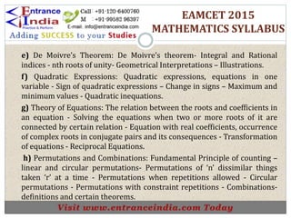 Eamcet engineering syllabus by entranceindia | PPTX