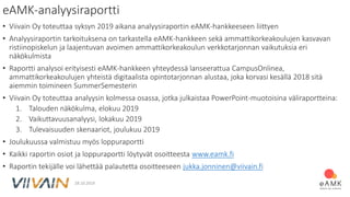 CampusOnline raportti, osa 2: Vaikuttavuusanalyysi | PPT