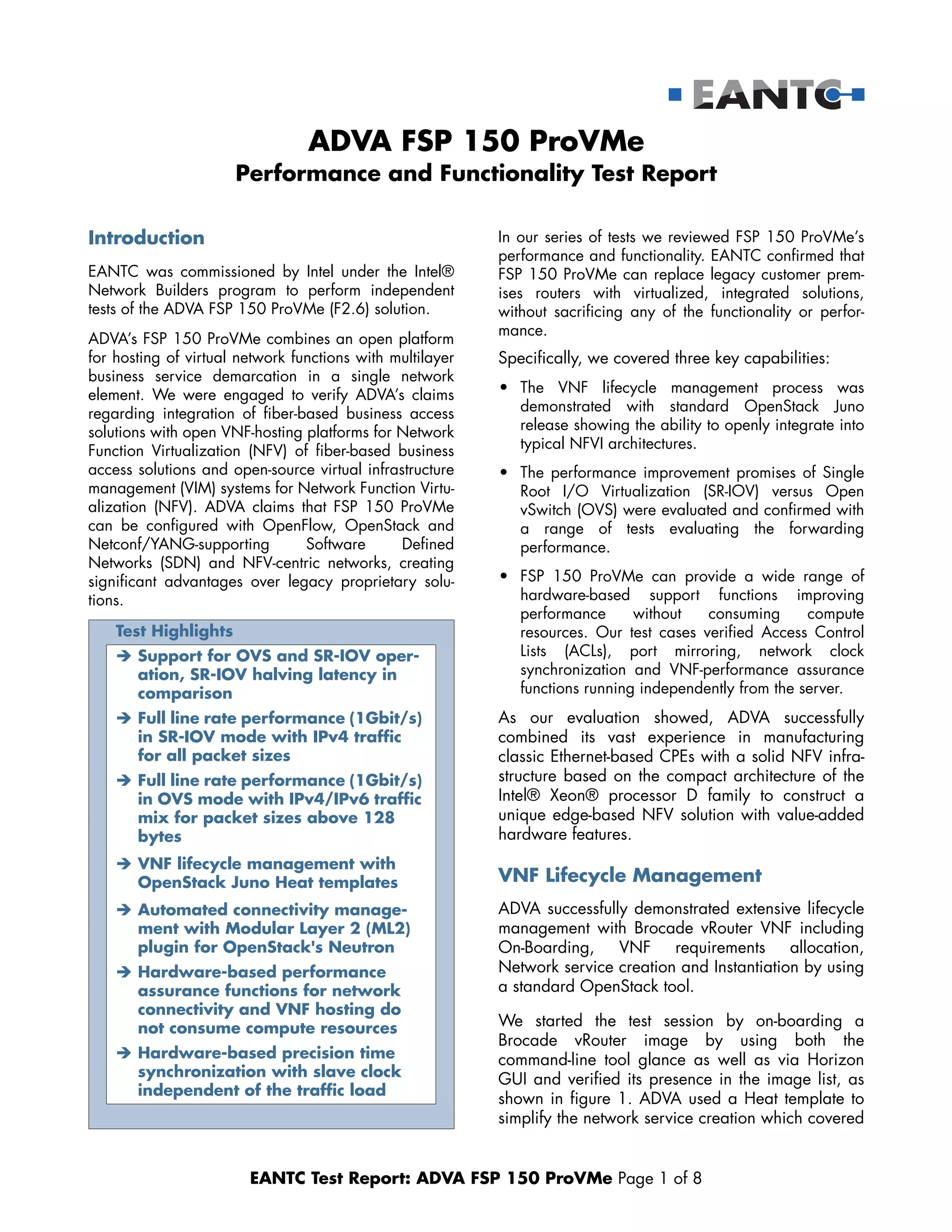 EANTC Test Report: ADVA FSP 150 ProVMe | PDF