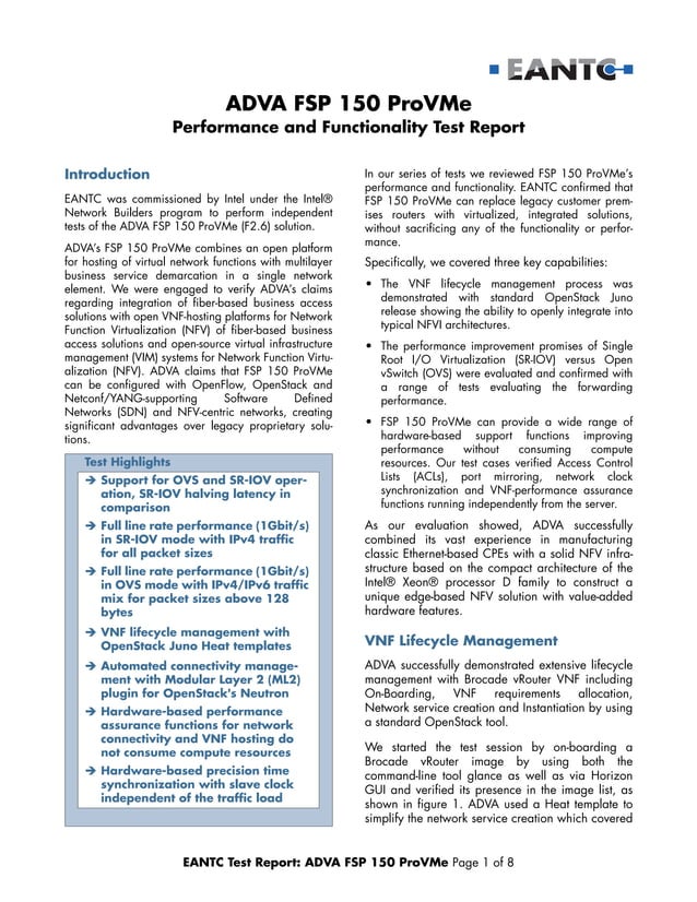 EANTC Test Report: ADVA FSP 150 ProVMe | PDF