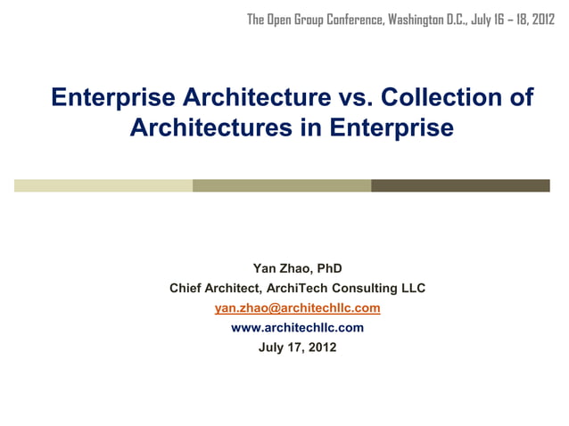 Enterprise Architecture .vs. Collection of Architectures in Enterprise | PPT