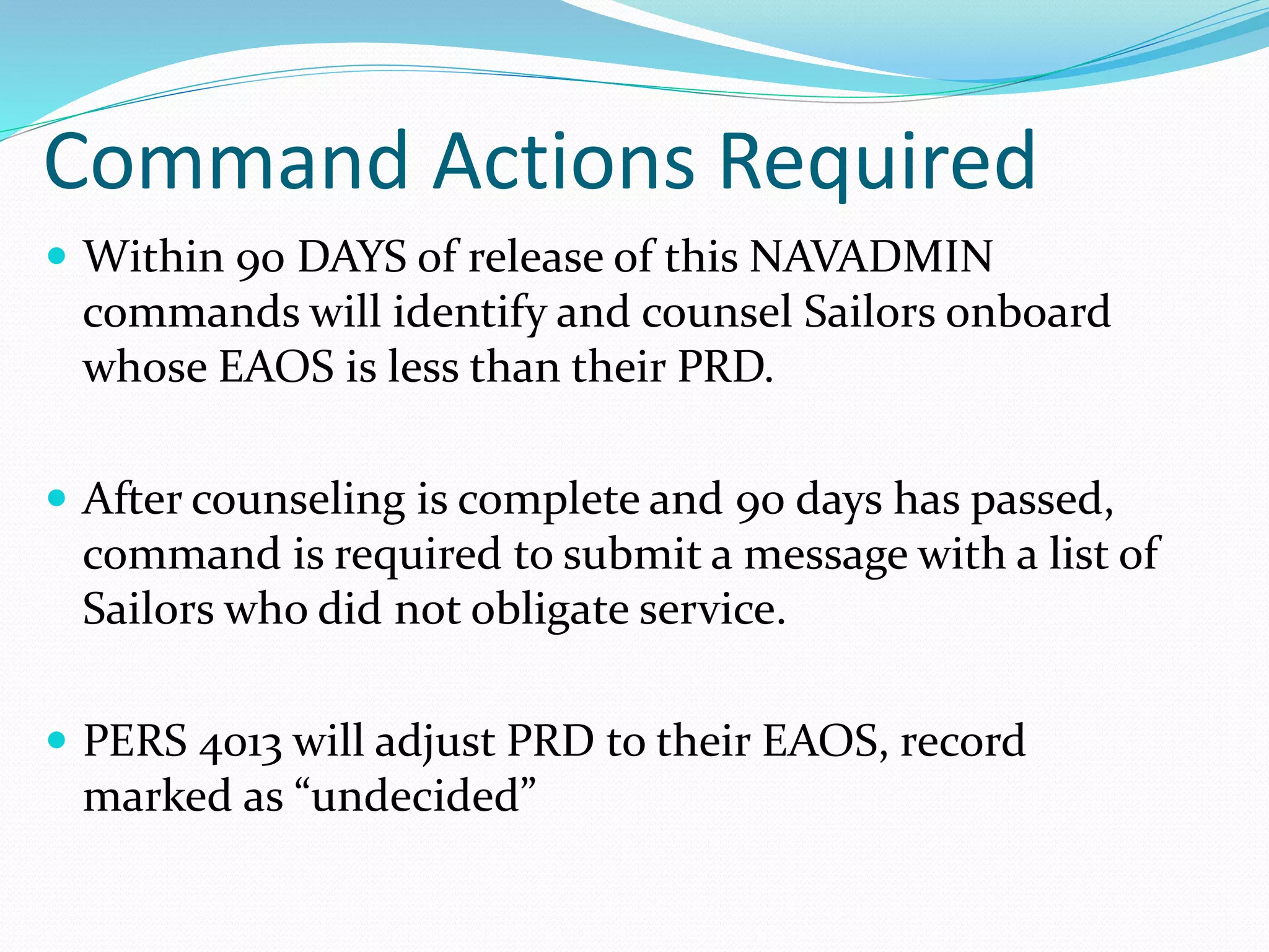 EAOS to PRD Alignment NAVADMIN 307/17 | PPTX