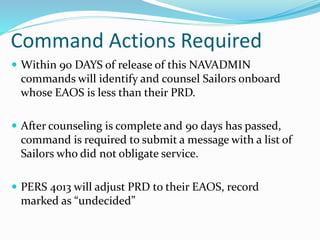 EAOS to PRD Alignment NAVADMIN 307/17 | PPTX