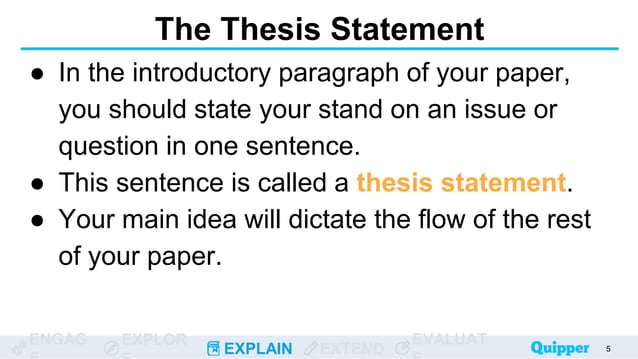 EAP 11_12_UNIT 2_LESSON 1_What is a Thesis Statement_.pptx | Education
