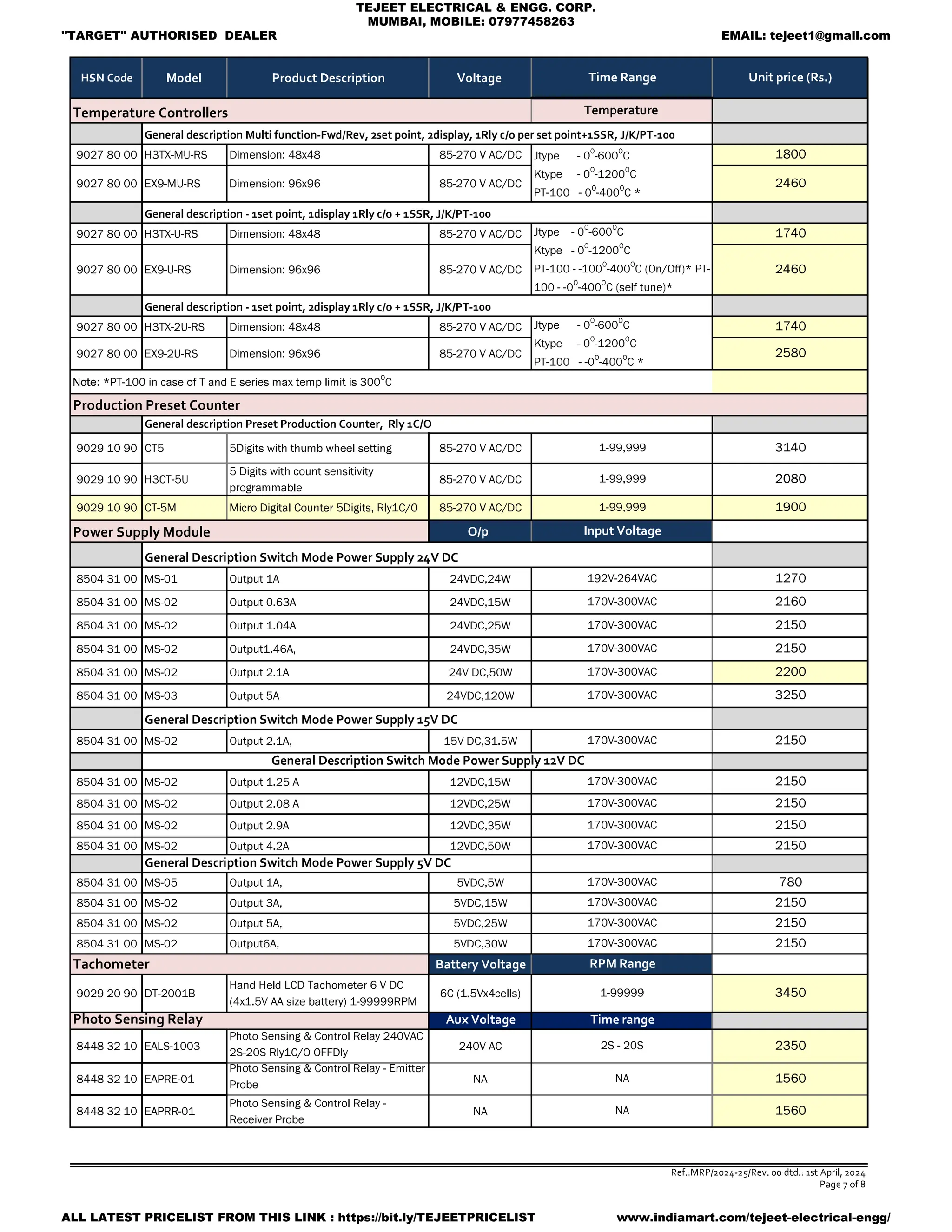 EAPL TIMER & CONTROLLER PRICE LIST wef 01-04-2024.pdf