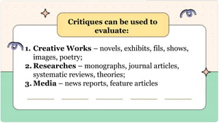 EAPP- Critical Approaches in Writing a Critique HANDOUT.pptx | Books ...