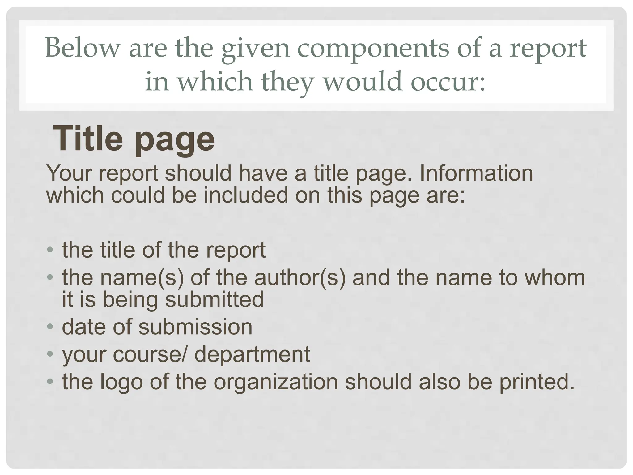 English for Academic and Professional Purposes- Parts of Reports | PPTX