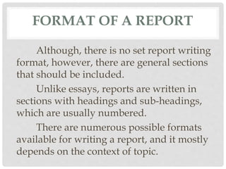 English for Academic and Professional Purposes- Parts of Reports | PPTX