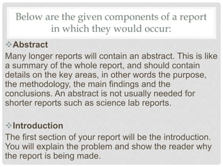 English for Academic and Professional Purposes- Parts of Reports | PPTX