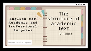 Academic Texts Structure (Academic Text and Non Academic Text) | PPTX