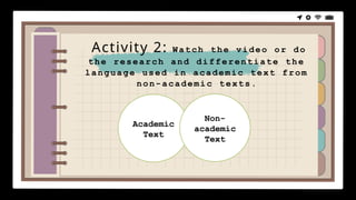 Academic Texts Structure (Academic Text and Non Academic Text) | PPTX