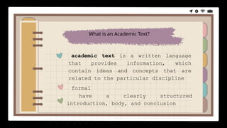 Academic Texts Structure (Academic Text and Non Academic Text) | PPTX
