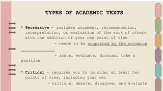 Academic Texts Structure (Academic Text and Non Academic Text) | PPTX