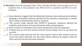 EAPP ACADEMIC LANGUAGE.pdf Differentiates language used in academic ...