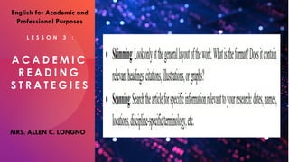 WHAT ARE ACADEMIC READING STRATEGIES IN ENGLISH?? | PPTX