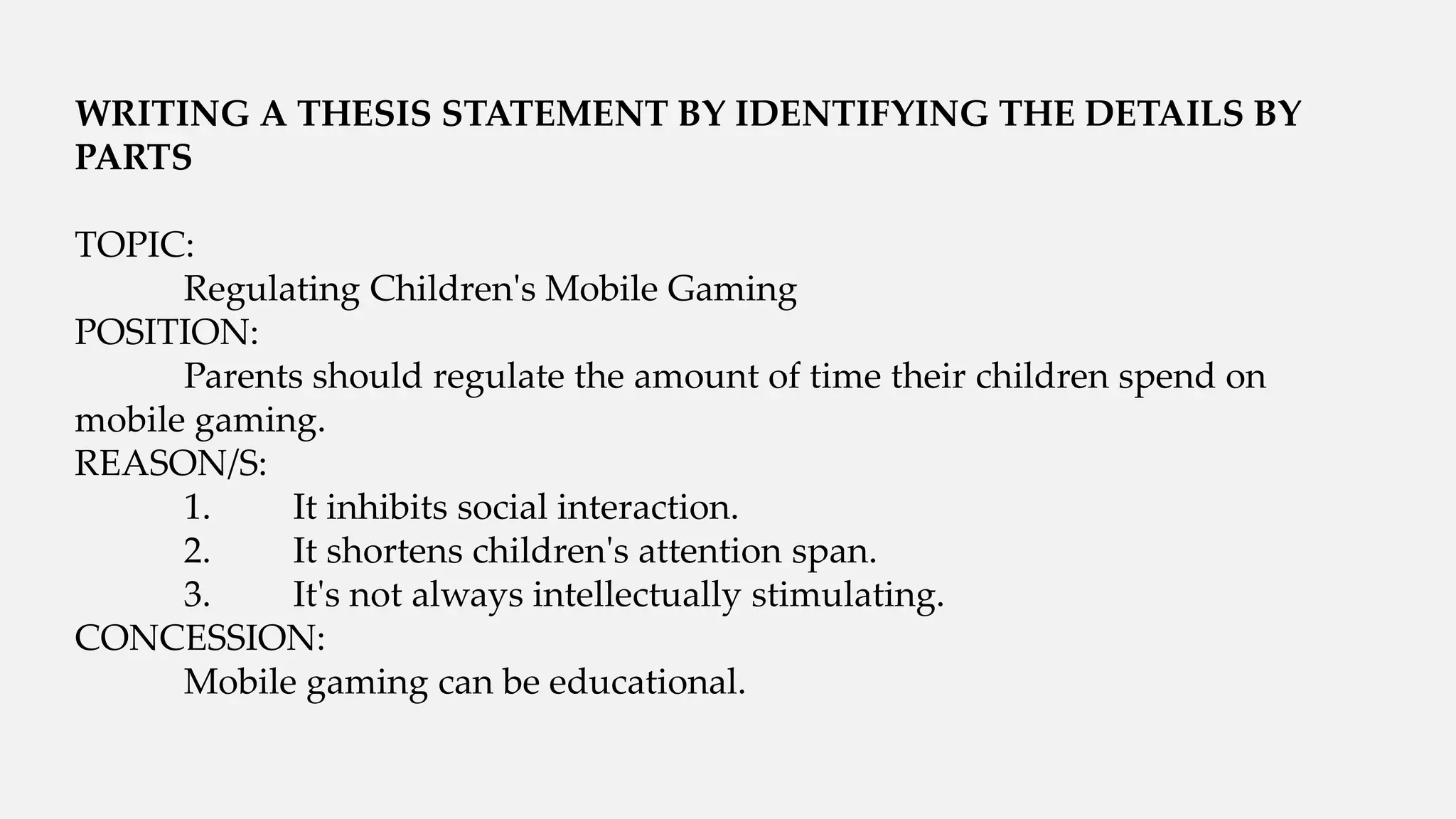 EAPP THESIS STATEMENT pptx | PPTX