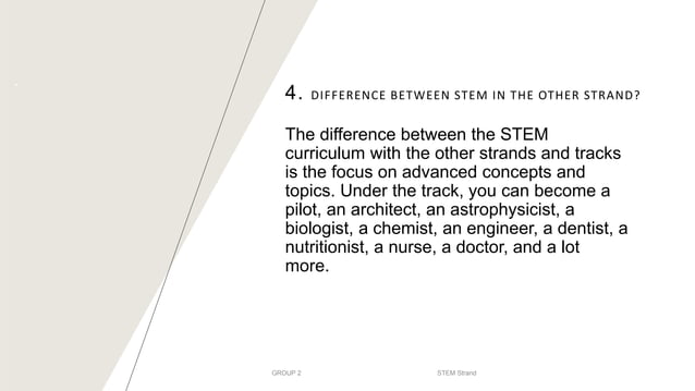 A report about the stem strand of senior high school | PPTX | Education