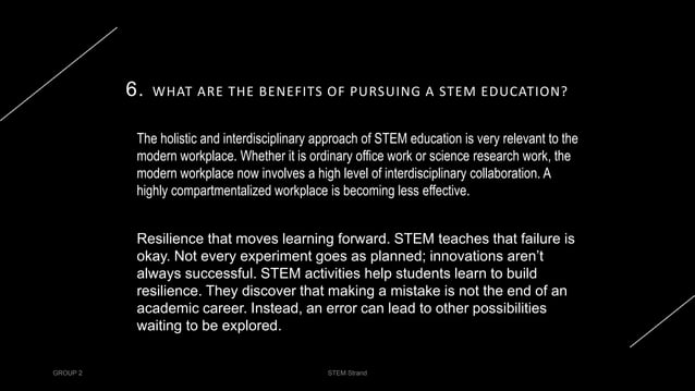 A report about the stem strand of senior high school | PPTX | Education