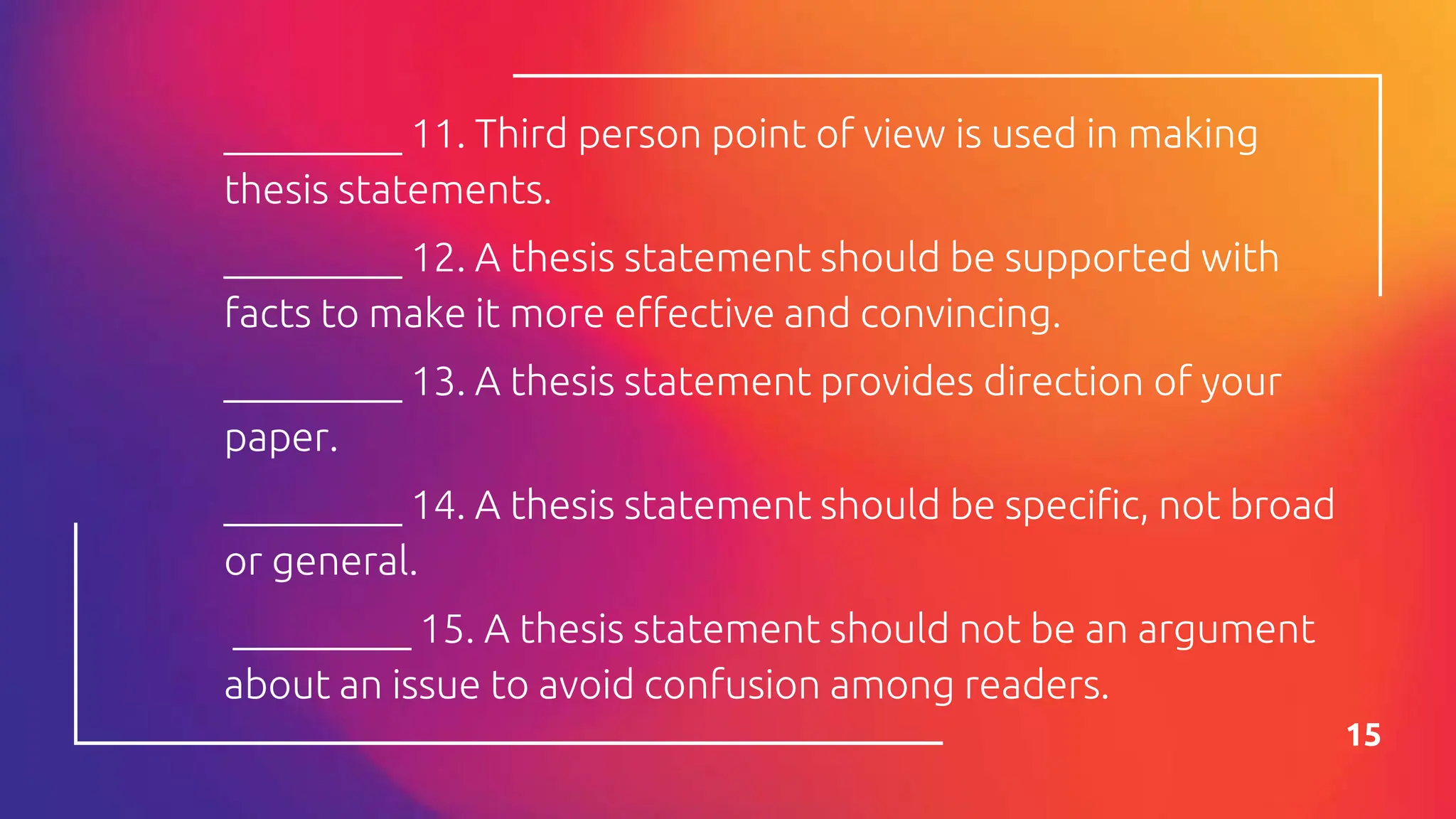 EAPP Q1-Lesson THESIS STATEMENTS Slideshare | PPTX
