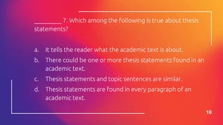 EAPP Q1-Lesson THESIS STATEMENTS Slideshare | PPTX