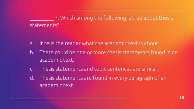 EAPP Q1-Lesson THESIS STATEMENTS Slideshare | PPTX | Education